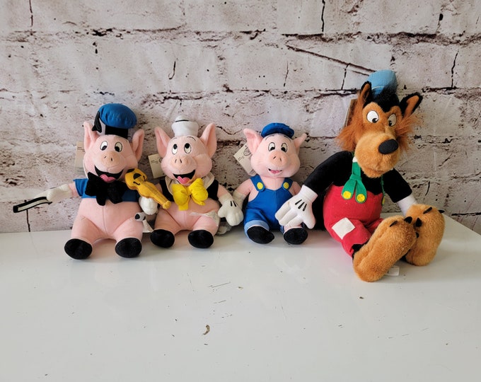 Vintage Disney's the Three Little Pigs and THE Big Bad Wolf Plush Lot ...