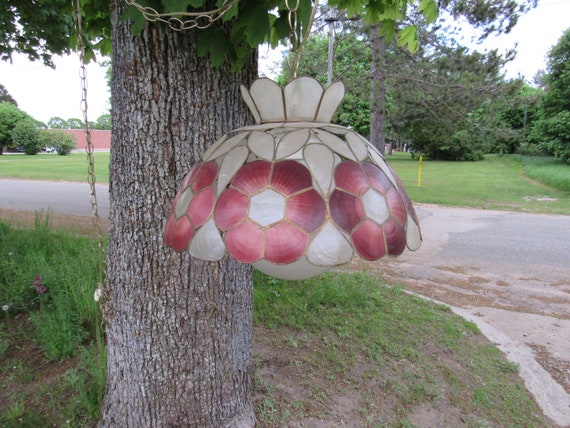 Vintage Capiz Shell Chandelier Lighting Fixture Floral | Etsy