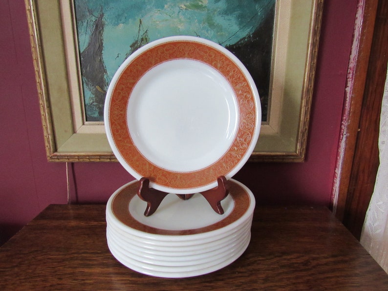 Vintage Pyrex Bronze Rare Pattern Dinner Plate Set 9 Vintage - Etsy