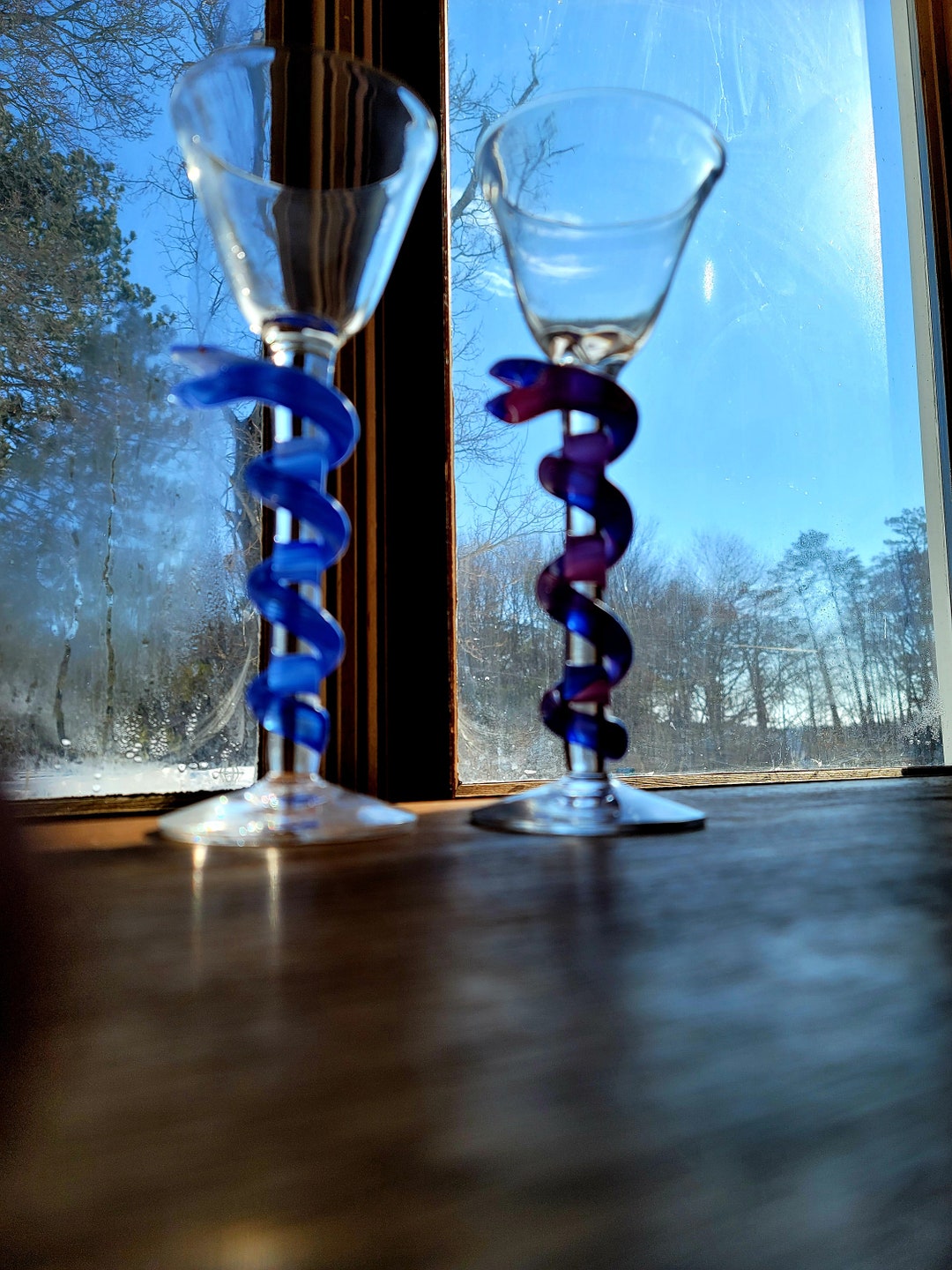 Kosta Boda Cleopatra Purple Blue Serpent Snake Wine Glasses Set of 2 - Etsy