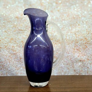 Purple Blown Art Glass Pitcher Amethyst Cased Clear - Etsy