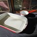 Vintage Enamelware, Large White Rectangular Lasagna Pan, Small Sauce ...
