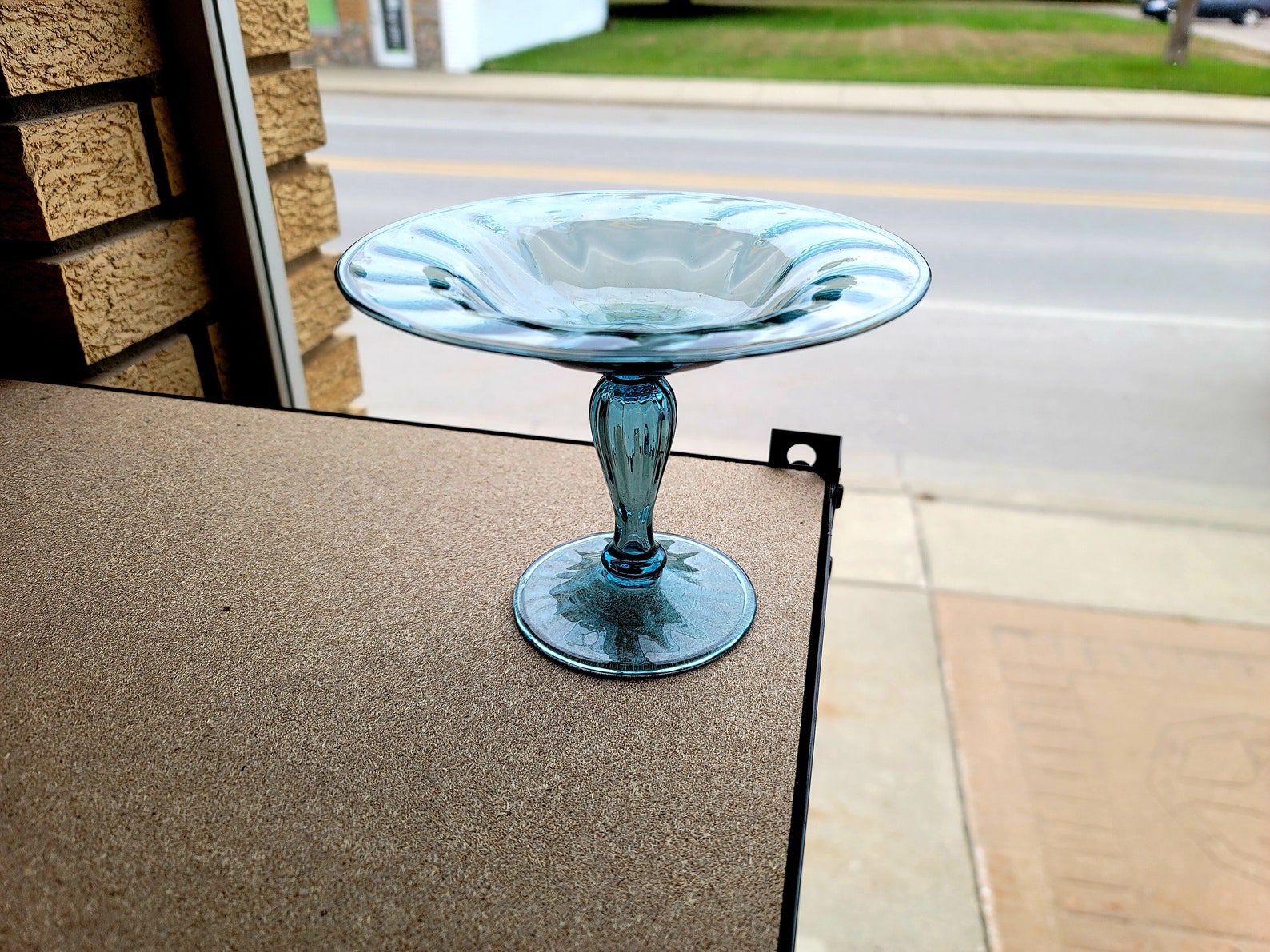 Steuben Glass Comport Compote Dish Blue Optic Ribbed Crystal | Etsy