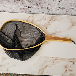 Vintage Fly Fishing Net Wood Handle Trout Landing Cabin Cottage Decor ...