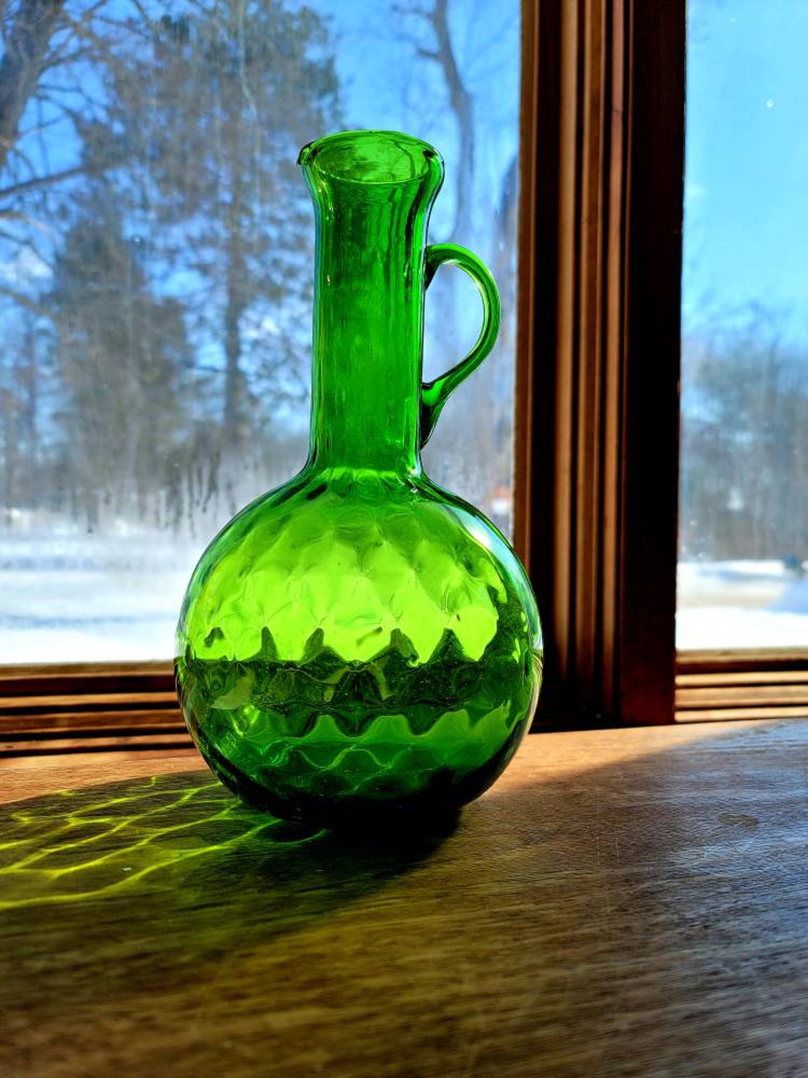 Mid Century Green Optic Empoli Pitcher Carafe MCM Mid Mod - Etsy
