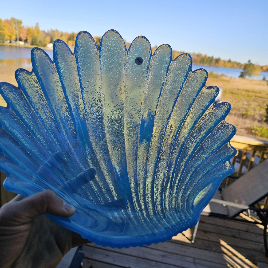 Vintage Large Fenton Shell Glass Serving Bowl 12”x 12” Amazing Piece - Etsy