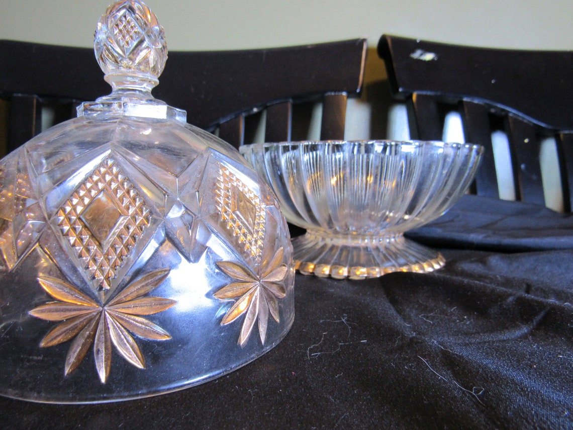Vintage Crystal Victorian Era Gold Trimmed Covered Candy Dish - Etsy