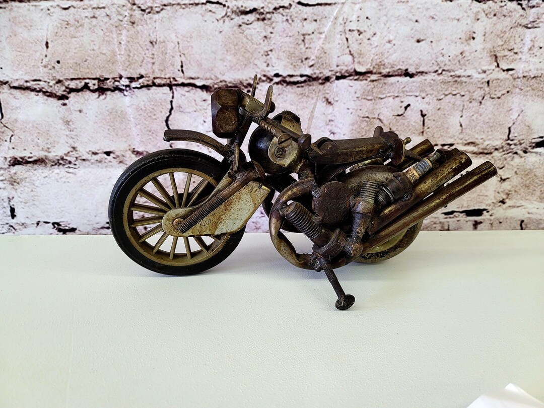 Vintage Folk Art Motorcycle Scultpure Garage Art Steampunk - Etsy