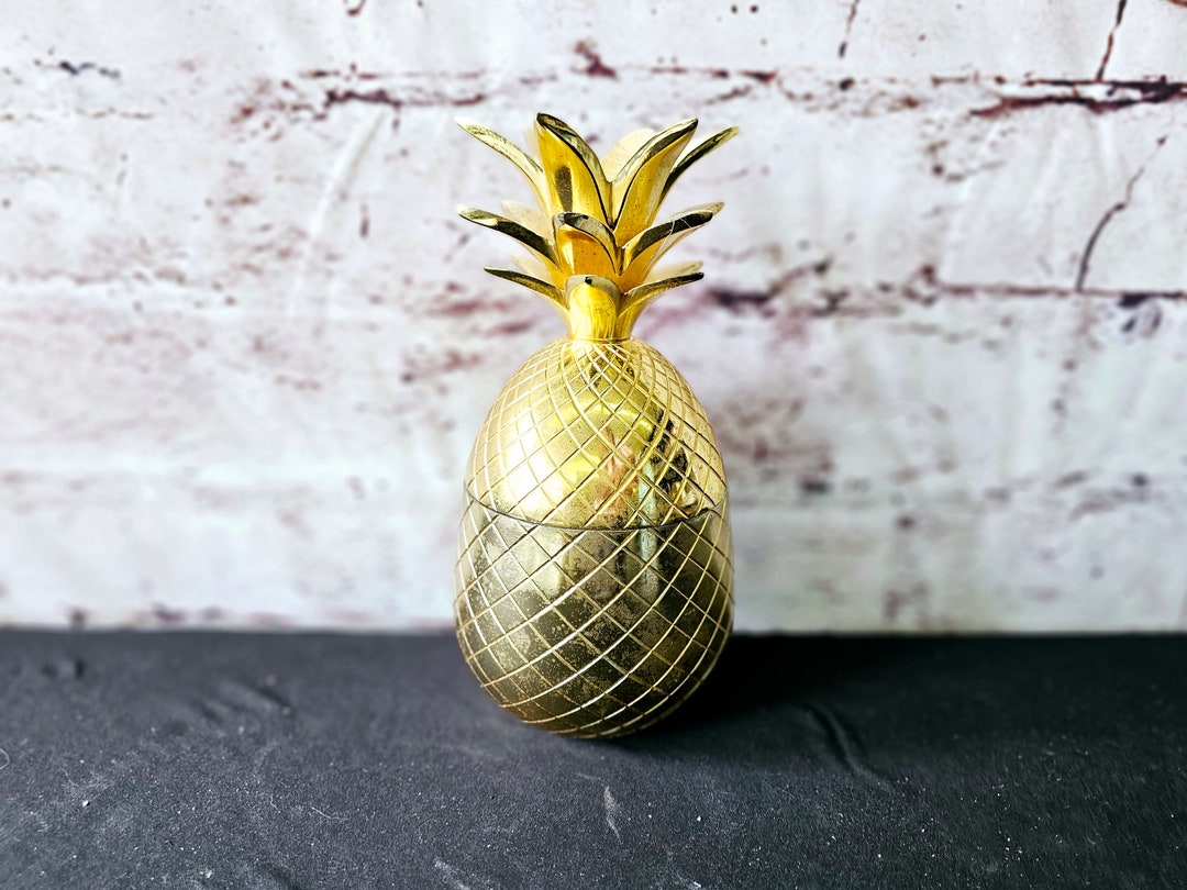Mid Century Solid Lacquered Brass Pineapple Jar 9, Hand Spun, Vintage ...