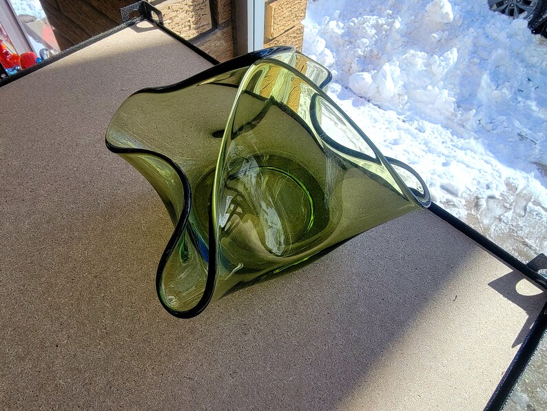 Vintage West Virgina Glass 4 Fold Glass Console Bowl, MCM Art Glass - Etsy