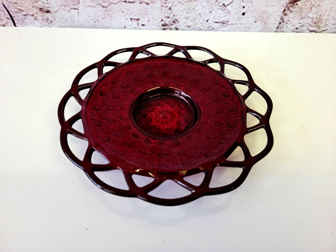 Vintage Imperial Glass Ruby Red Lace Edge, - Etsy