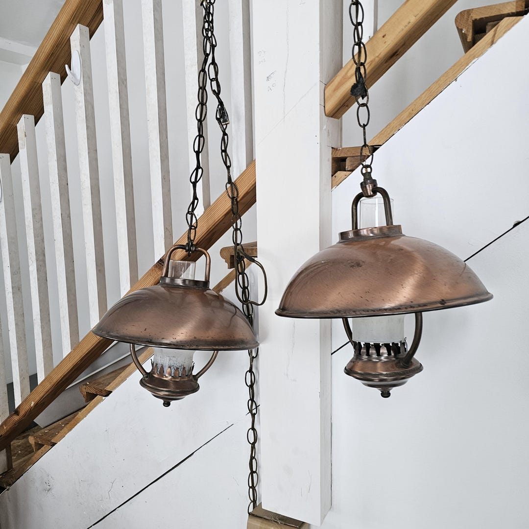 Vintage Copper Spun Double Swag Lamp - Etsy