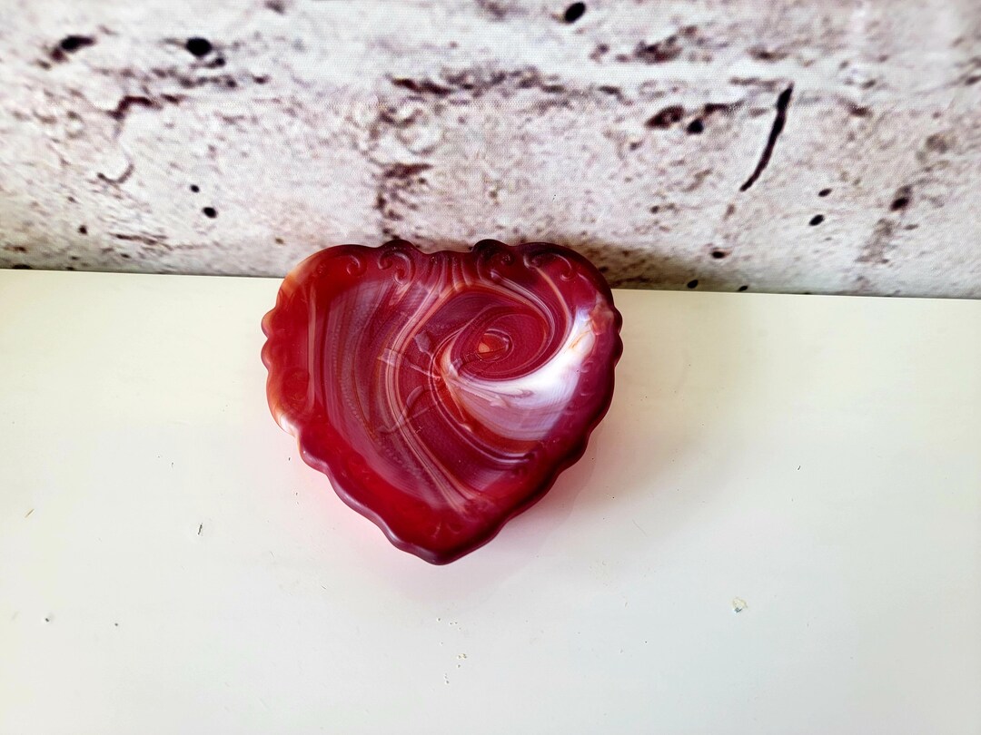 Vintage Imperial Glass Slag Glass Ruby Heart Dish Cupids Bow - Etsy