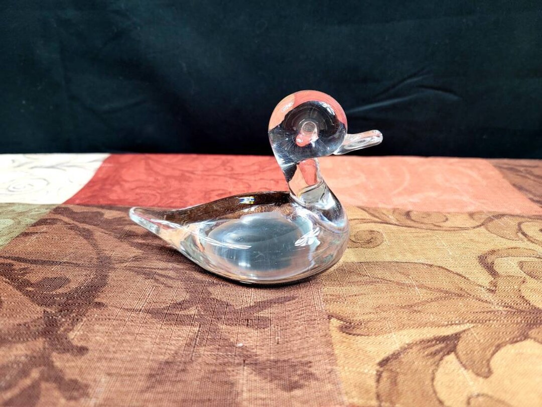 Vintage Clear Glass Duck Paperweight Art Glass - Etsy