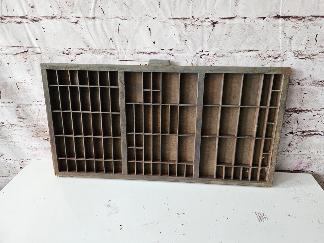 Printers Tray Vintage Printing Typeset Drawer Shadow Box Crate Wooden ...