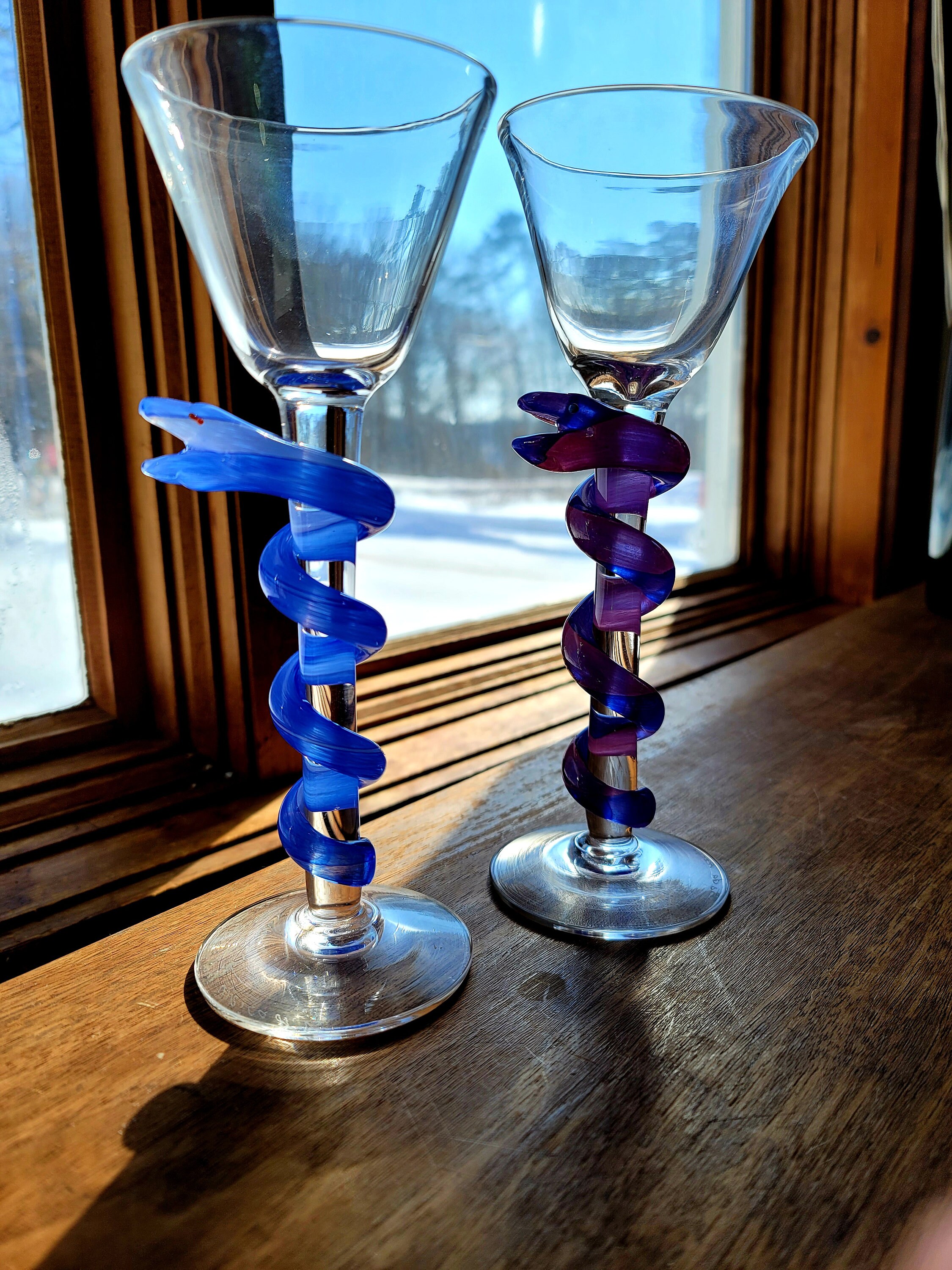 Kosta Boda Cleopatra Purple Blue Serpent Snake Wine Glasses | Etsy