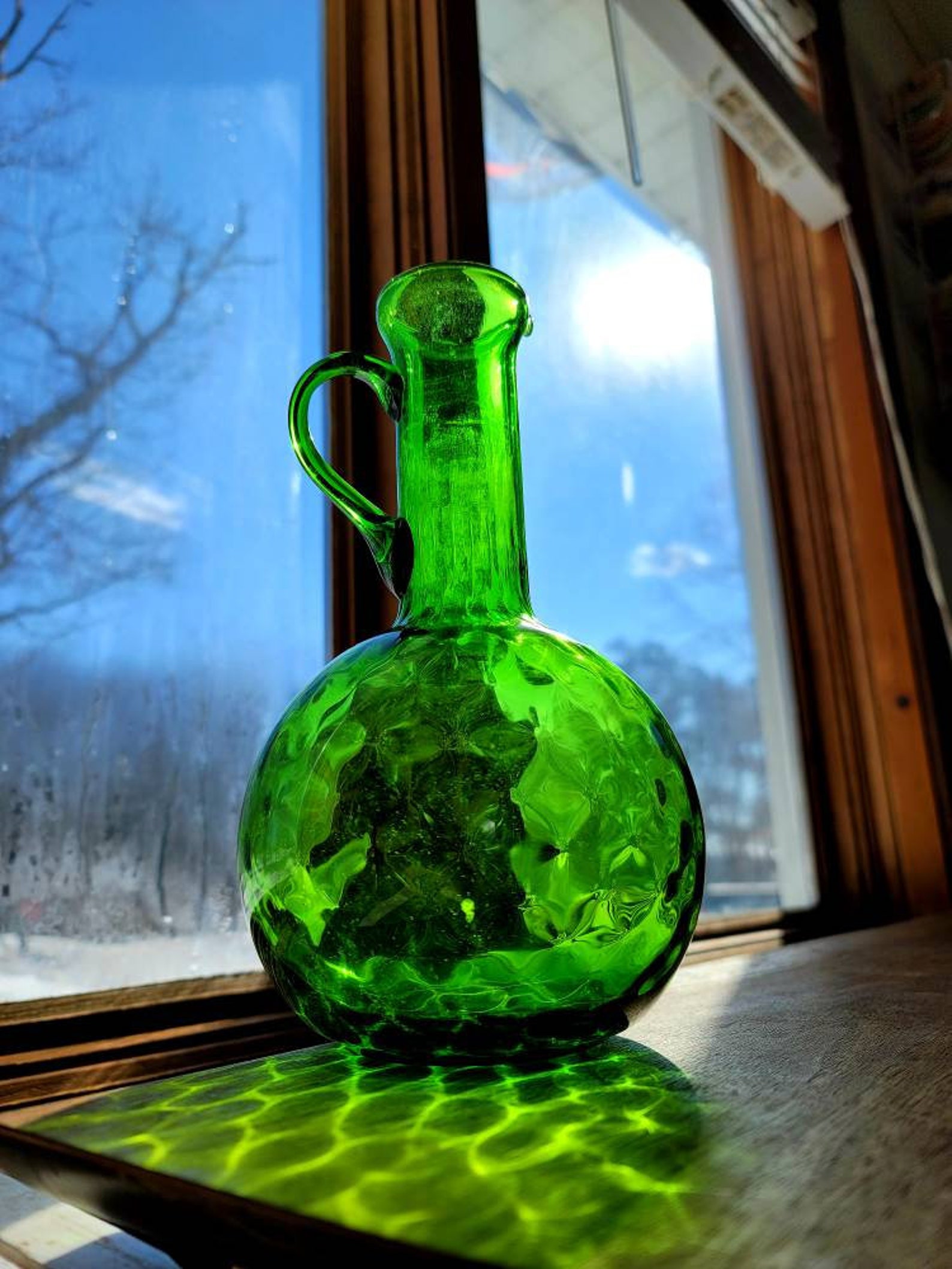 Mid Century Green Optic Empoli Pitcher Carafe MCM Mid Mod - Etsy