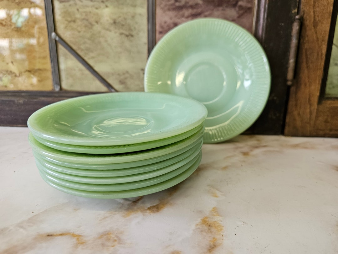 Fireking Jadeite “jane Ray” Pattern Saucer - Etsy