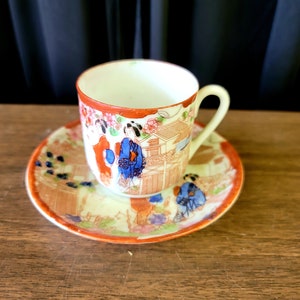 Vintage Japanese Geisha Tea Set Porcelain Hand Painted Teacup Cup ...