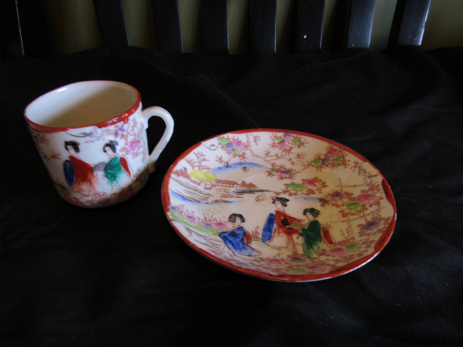Vintage Japanese Geisha Tea Set Porcelain Hand Painted Teacup | Etsy