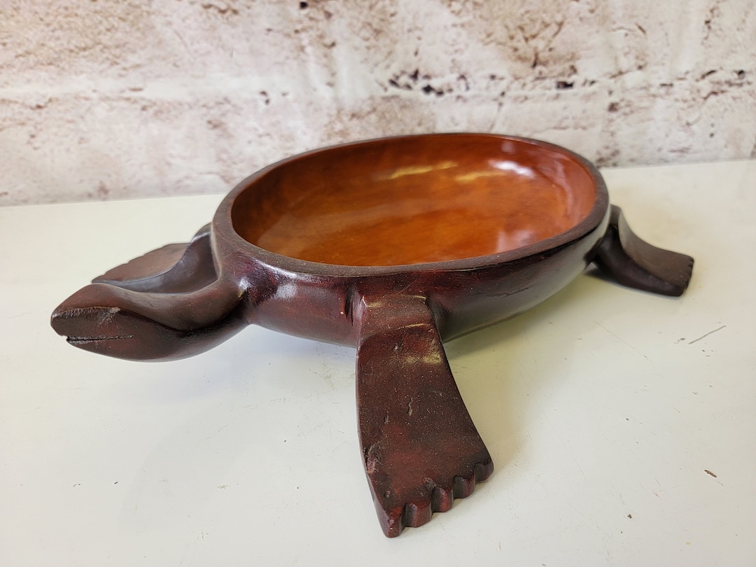 MCM Carved Teak Wood Turtle Tortoise Dish Catch All Vintage - Etsy
