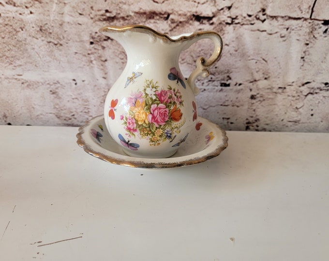 Royal Crown Hand Painted Pitcher and Bowl - Etsy