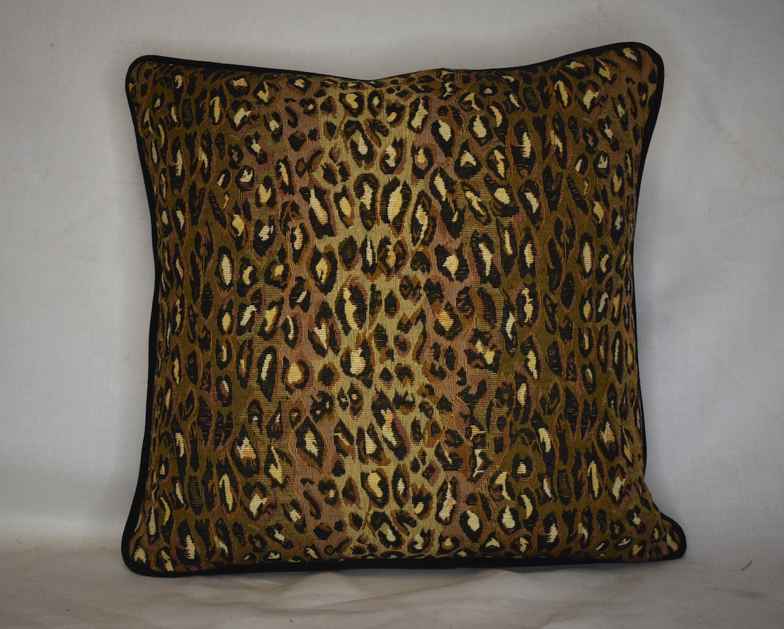 Cheetah Animal Skin Decorative Black Brown Gold Throw Pillow - Etsy