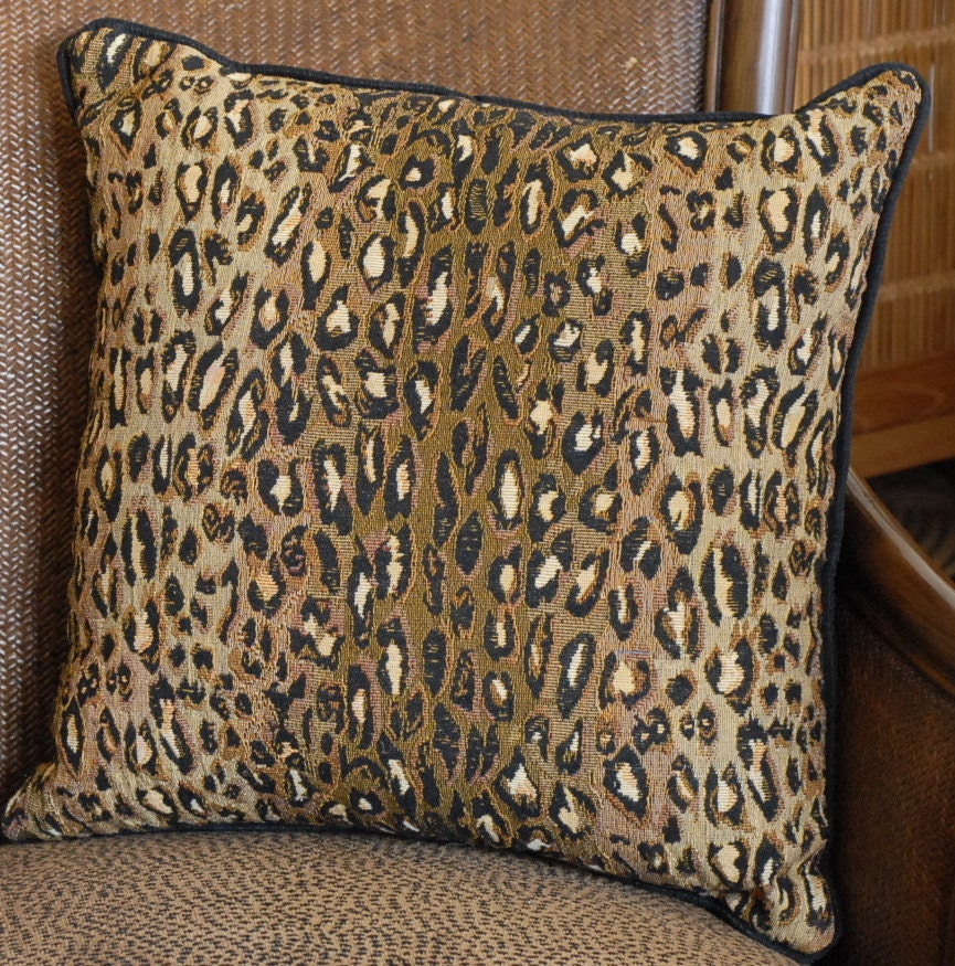 Cheetah Animal Skin Decorative Black Brown Gold Throw Pillow | Etsy