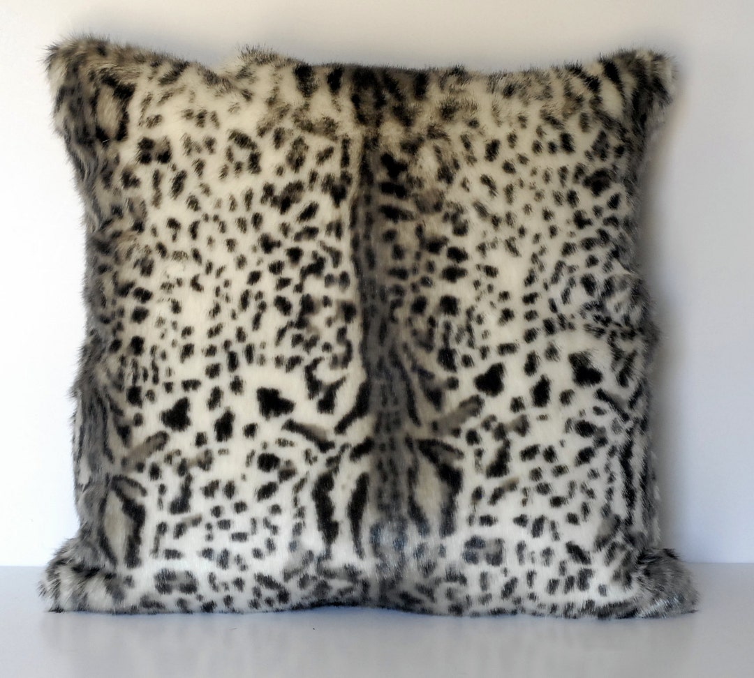 Black White Brown Beige Leopard Faux Fur Animal Skin Throw Pillow ...