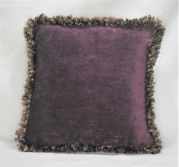Plum Purple Decorative Throw Pillow With Gold Fringe for | Etsy