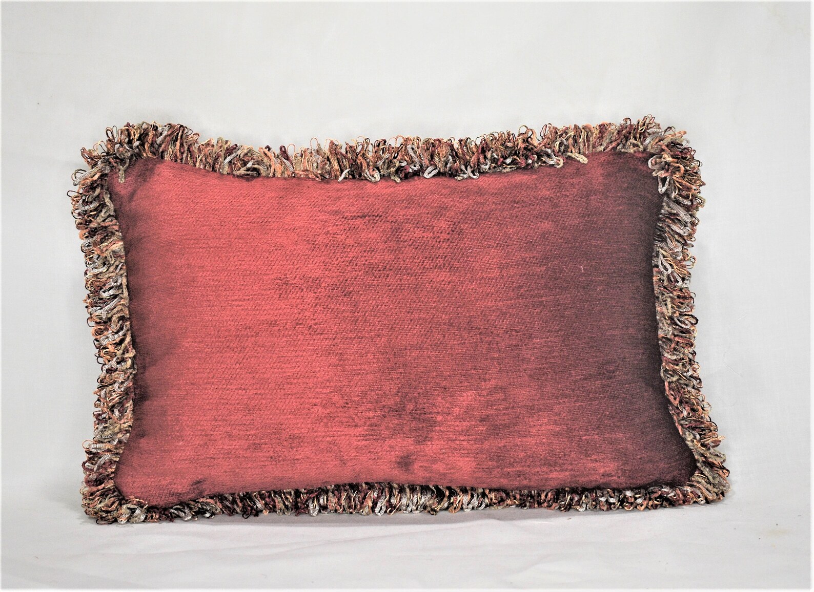 Rust Red Chenille Rectangle Decorative Throw Pillow With - Etsy