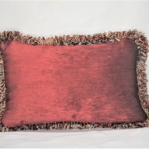 Rust Red Chenille Rectangle Decorative Throw Pillow With - Etsy