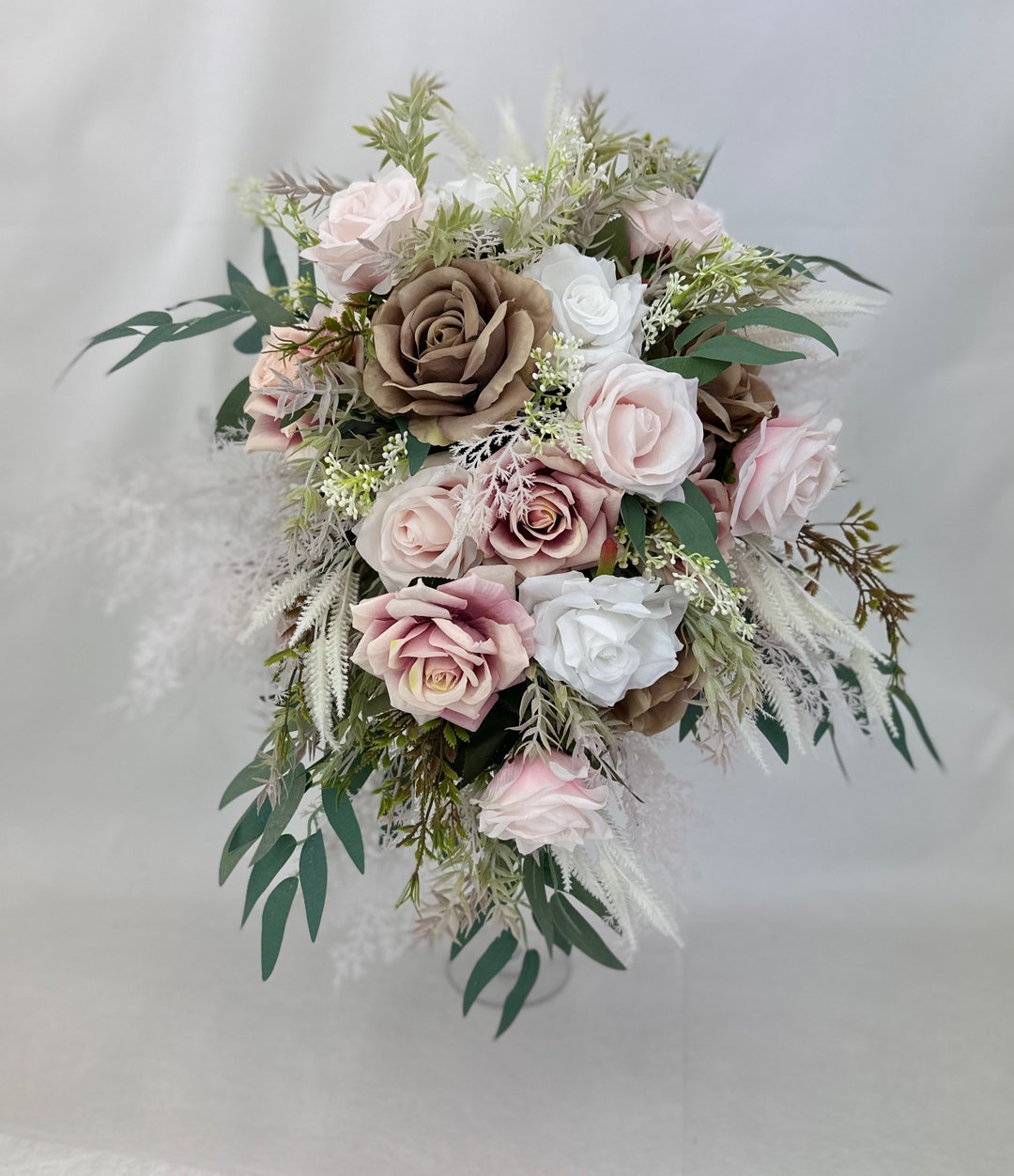 Wedding Bouquet, Bridal Bouquet, Brown Grey, Pink and White Rose ...