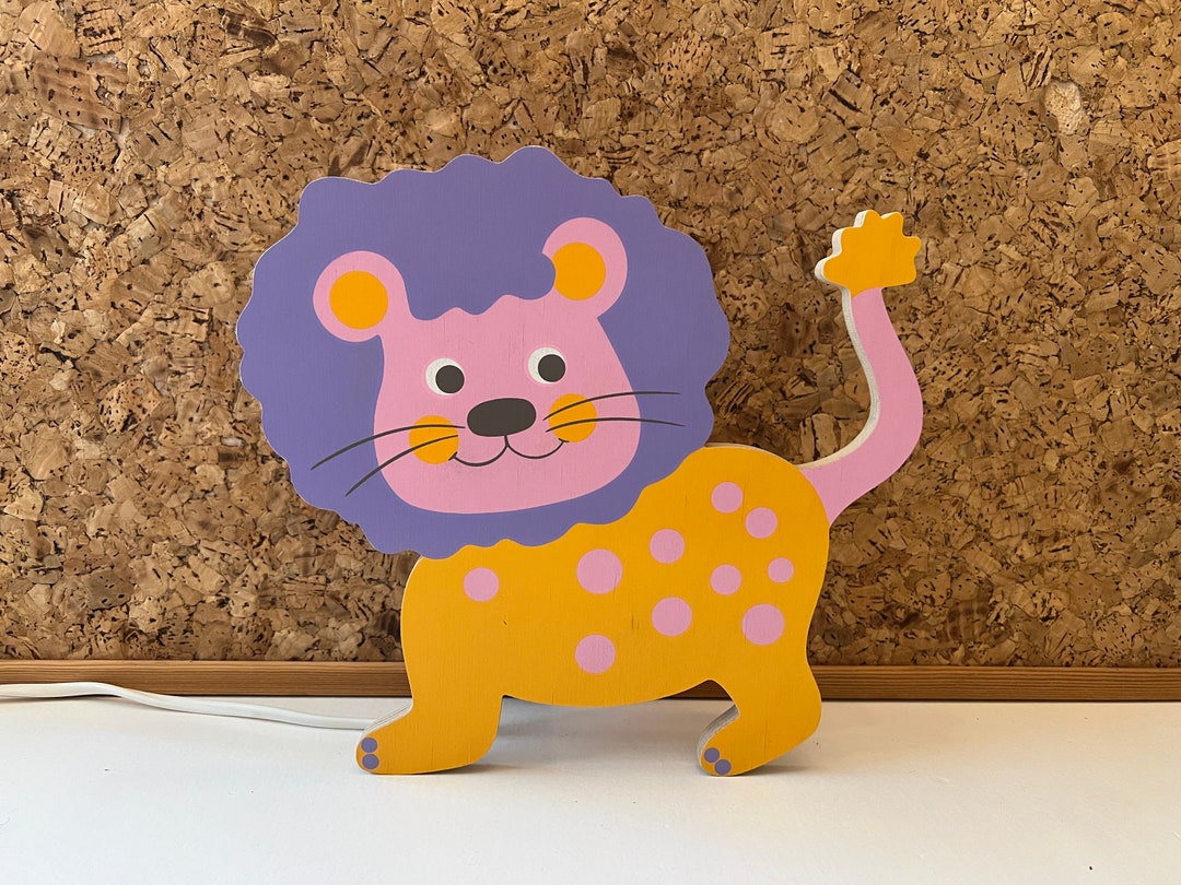 Alfred Mertens Kunst | Wooden Nightlamp | Lion Zoo | Wallmounted Kids ...