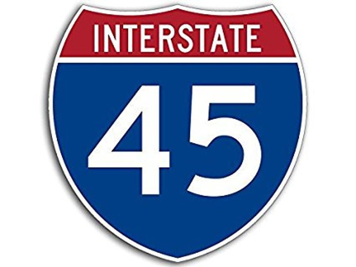 Interstate 45 Freeway Sign Shaped Bumper Sticker fort worth | Etsy