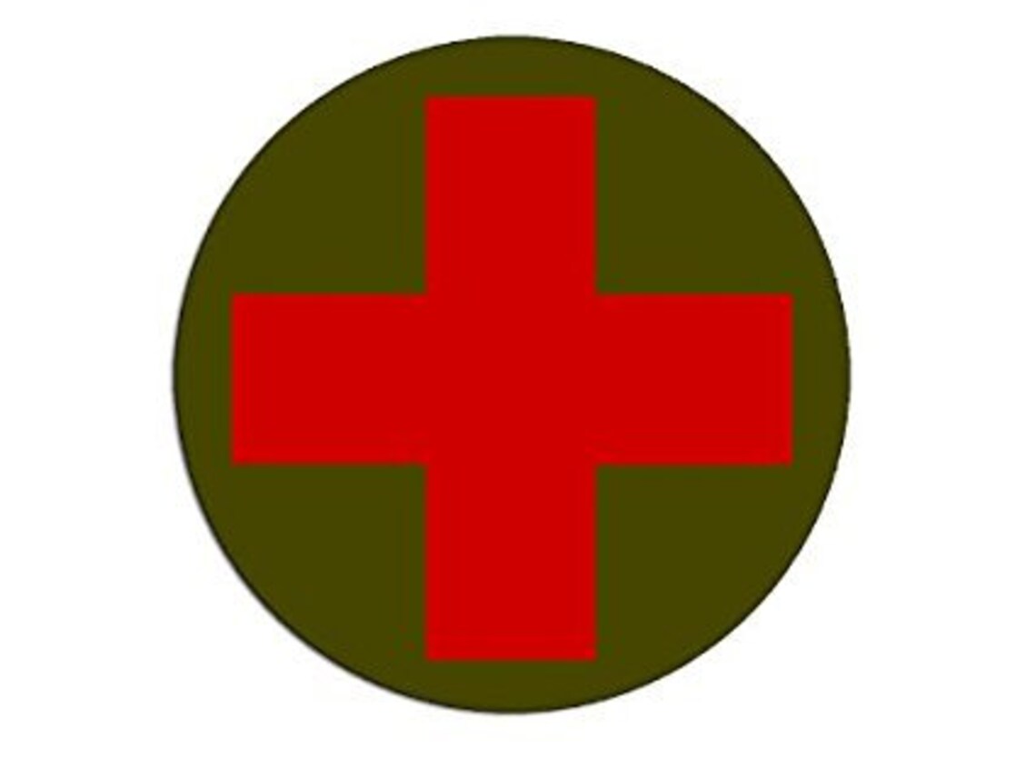 ROUND Combat Medic Cross Logo Sticker red cross army green | Etsy