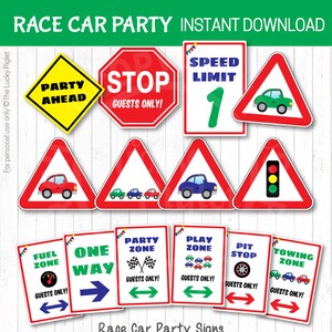 RACE CAR Party SIGNS, Race Car Printable Sign Package, Race Car Party ...