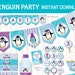 Penguin Birthday Invitation and Party Decoration Purple and Teal. Full ...