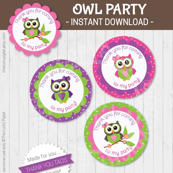 Owl Favor Tags - Etsy