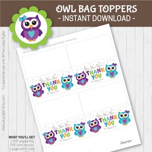 Owl Treat Bags Toppers Printable Owl Treat Bags Toppers Owl - Etsy