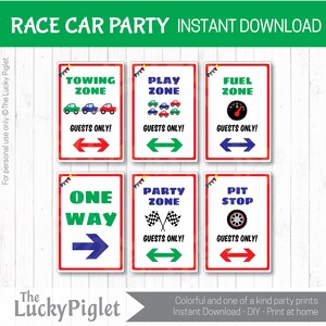 RACE CAR Party SIGNS, Race Car Printable Sign Package, Race Car Party ...