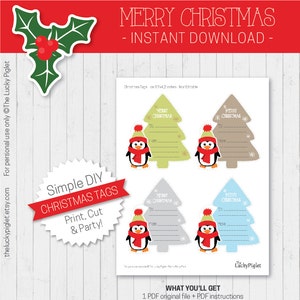 Christmas Gift Tags With Cute Penguins. Printable Holiday Gift Tags. - Etsy