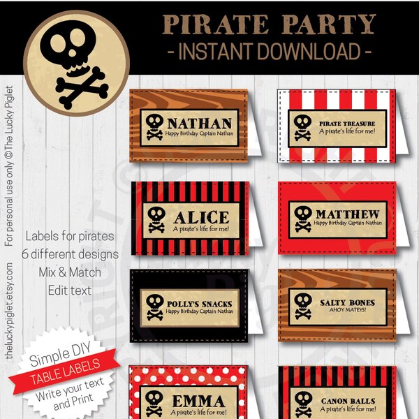 Pirate Food Labels - Etsy