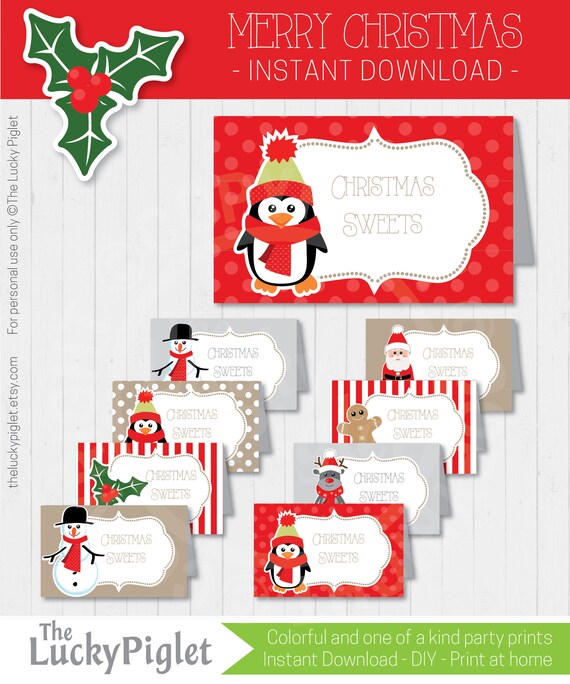 CHRISTMAS PARTY Labels Christmas Food Labels Christmas | Etsy