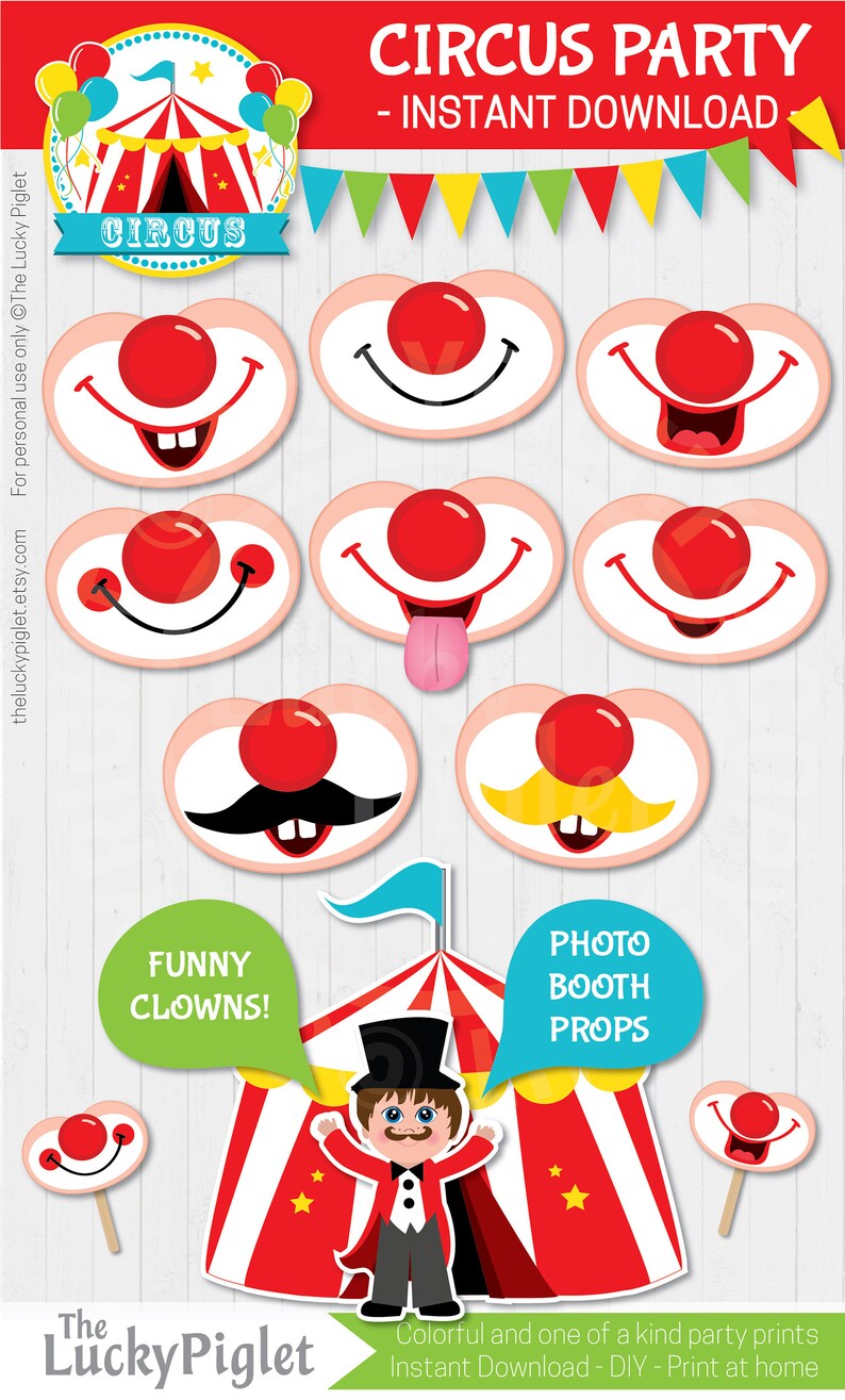 CIRCUS PARTY Photo Booth Props Circus Party Photo Booth - Etsy Norway