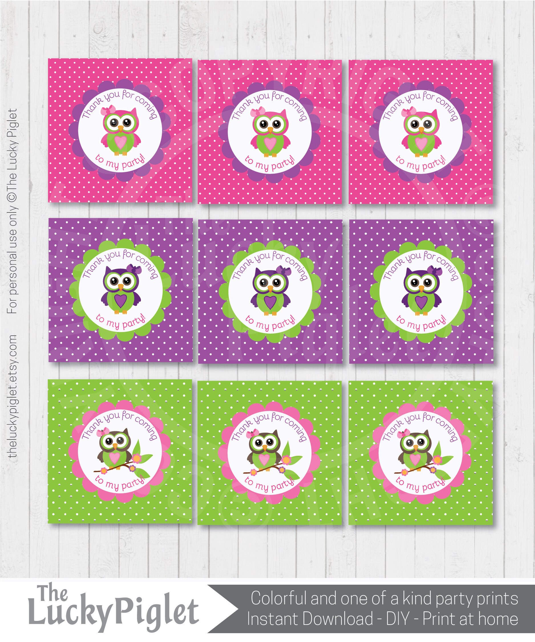 OWL FAVOR TAGS, Owl Gift Tags, Owl Party Printables, Owl Party ...