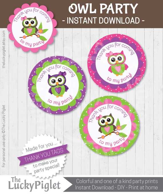 OWL FAVOR TAGS Owl Gift Tags Owl Party Printables Owl Party | Etsy