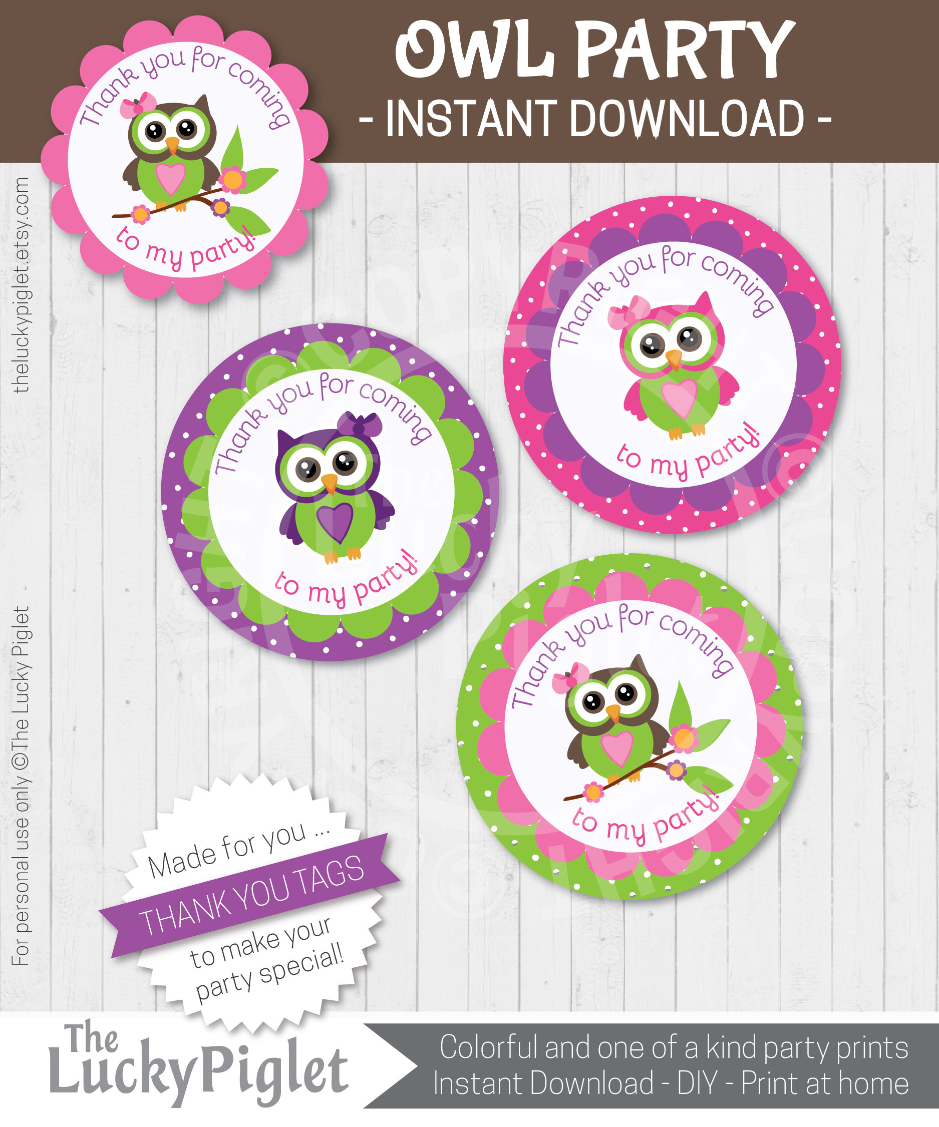 OWL FAVOR TAGS, Owl Gift Tags, Owl Party Printables, Owl Party ...