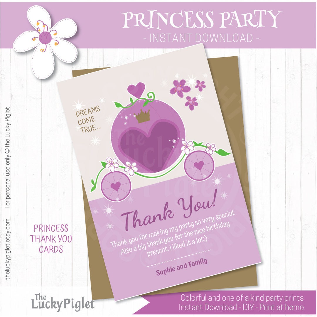 PRINCESS PARTY THANK You Cards Princess Birthday Thank You - Etsy