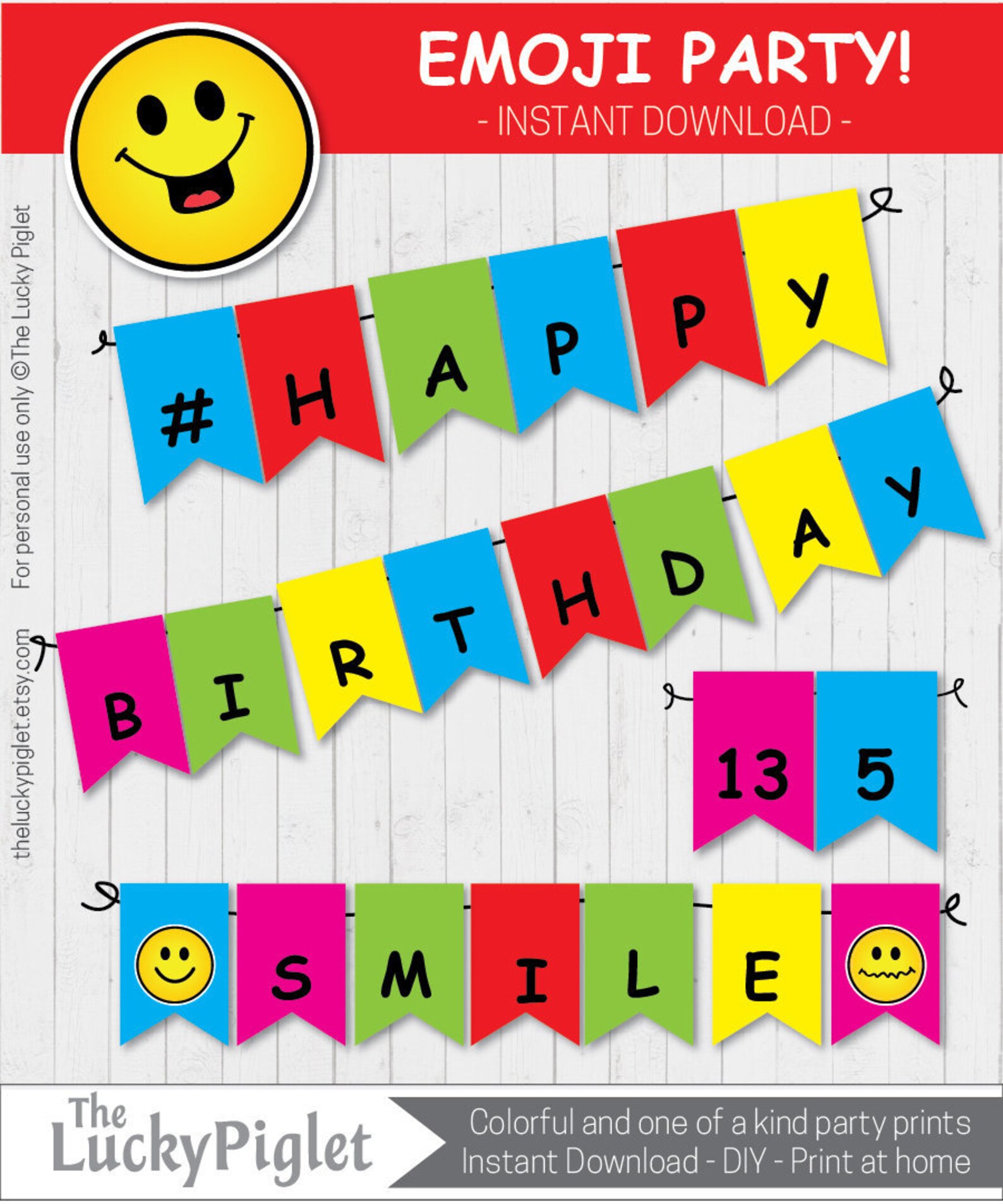 Printable Emoji Banners Emoji Party Decorations Instant - Etsy